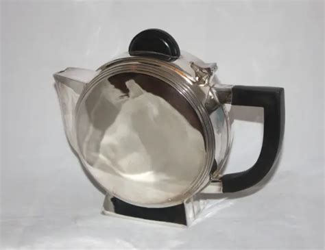 Art Deco India Silver Plate Teacoffee Serving Pot With Hinged Lid 1930