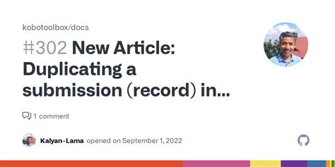 New Article Duplicating A Submission Record In Kobotoolbox · Issue