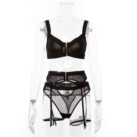 Wholesale Mesh Bodysuit Garter Belt Set