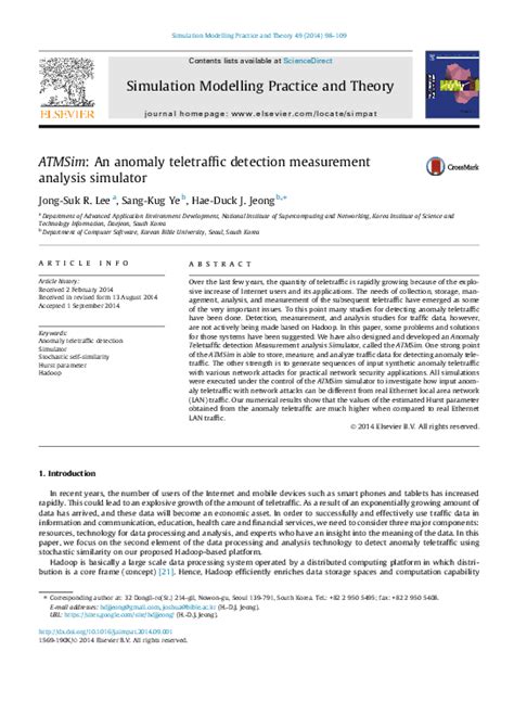 Pdf Atmsim An Anomaly Teletraffic Detection Measurement Analysis Simulator