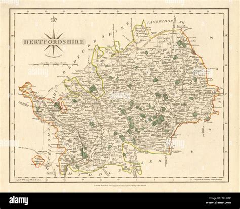 Antique County Map Of Hertfordshire By John Cary Original Outline