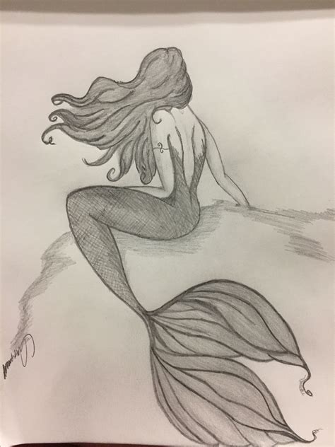 Beautiful Mermaid Sketch Embroidery Embroidery