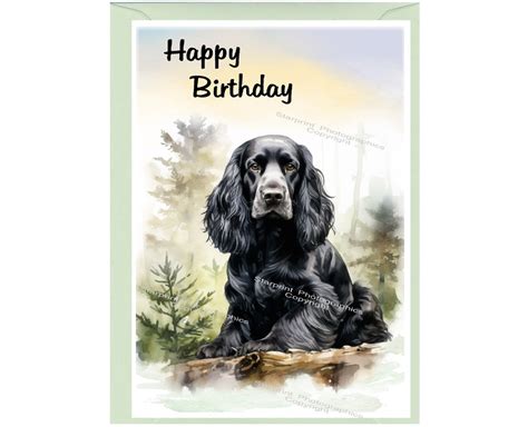 Carte Joyeux Anniversaire Cocker Spaniel Chien Noir 6 X 4 Po Avec Enveloppe Vierge à L
