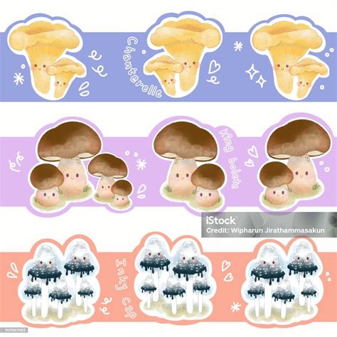 스티커 메모 버섯 스티커 또는 작업 및 플래너를위한 테이프 스티커 테이프 스티커의 3 종류 0명에 대한 스톡 벡터 아트 및 기타 이미지 Istock