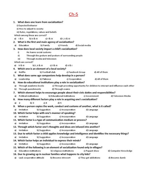 Class 8 Bgs Chapter 5 Mcq Lesson 1 3 Pdf