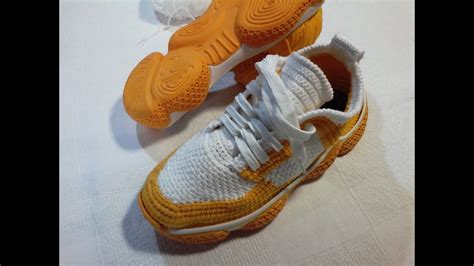 кроссовки на подошве Ромео вязаные крючком knitted shoes - YouTube