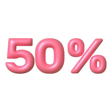 Venta Icono 3d Rosa Brillante 50 Por Ciento De Descuento Vector Signo