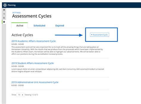 Creating Assessment Cycles