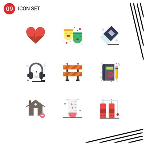 Set Of 9 Modern Ui Icons Symbols Signs For Book Block Eraser Microphone Audio Editable Vector