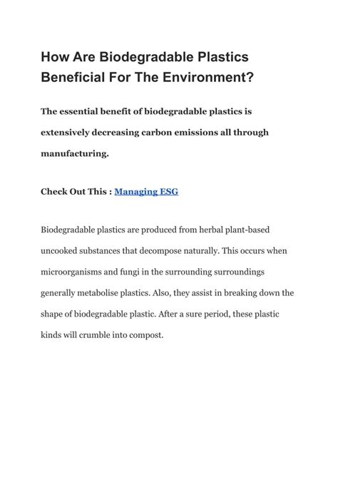 Ppt How Are Biodegradable Plastics Beneficial For The Environment