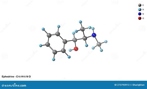 Ephedrine C10h15no Molecular Structure Diagram Stock Illustration