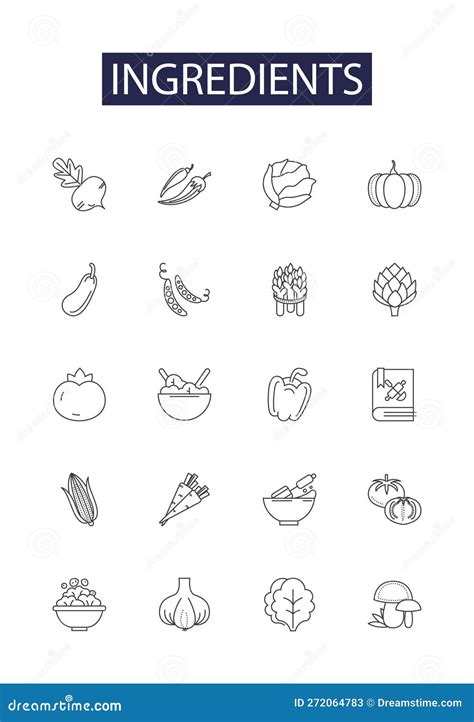 Ingredients Line Vector Icons And Signs Commodities Essentials Raw