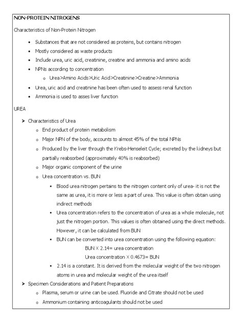 71 Non Protein Nitrogen Pdf Urea Creatinine