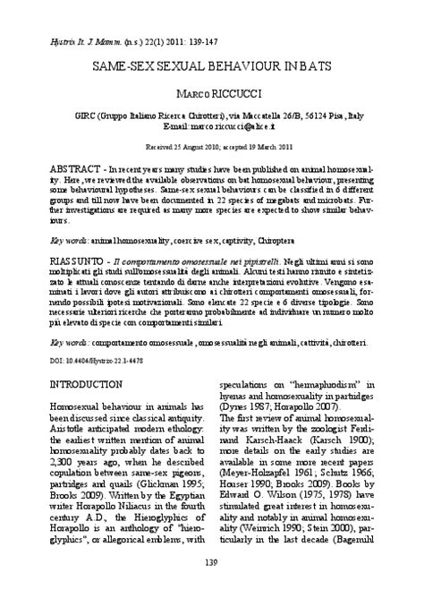 Pdf Same Sex Sexual Behaviour In Bats