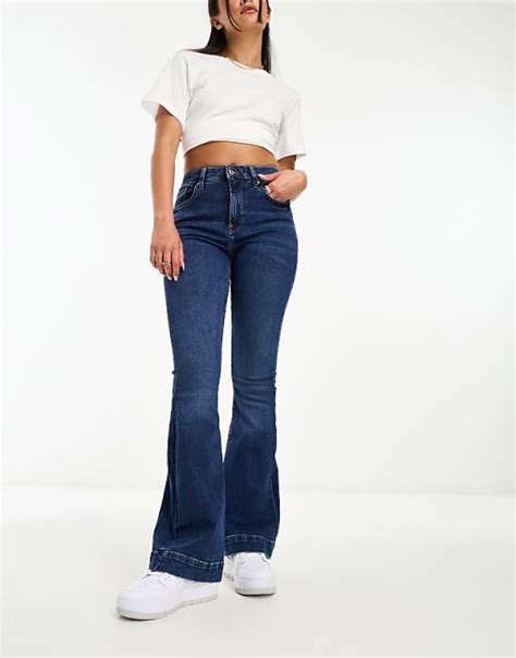 River Island Jean évasé Bleu Moyen Asos