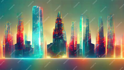 Premium Photo Abstract Hologram 3d City Rendering With Futuristic