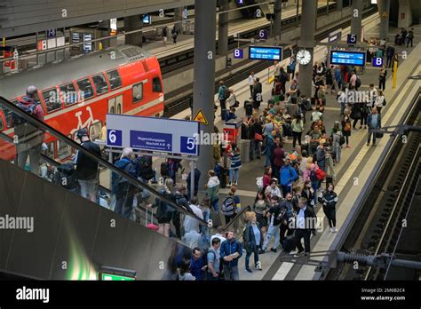 Passengers Escalator Platform Regional Train Main Station Berlin