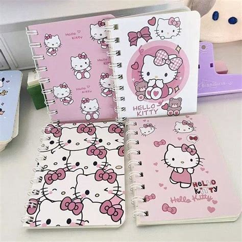 Sanrio 4pcs Non Duplicate Notebooks Sanrio A7 Coil Bound Notebooks Minimalist Ins Style
