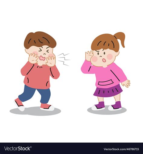 Cute Little Boy Shout And Talking Royalty Free Vector Image