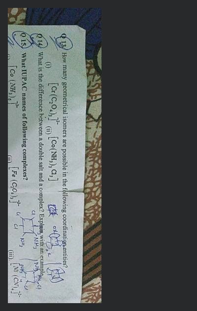 13 How Many Geometrical Isomers Are Possible In The Following Coordinati
