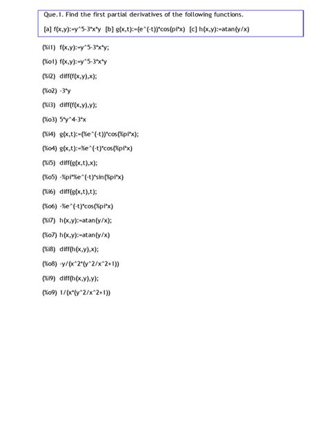Maxima Software Practical Based On Partial Differentiationannotated Pdf