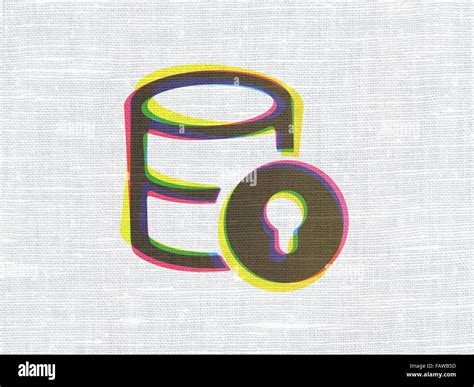 software concept database with lock on fabric texture background stock