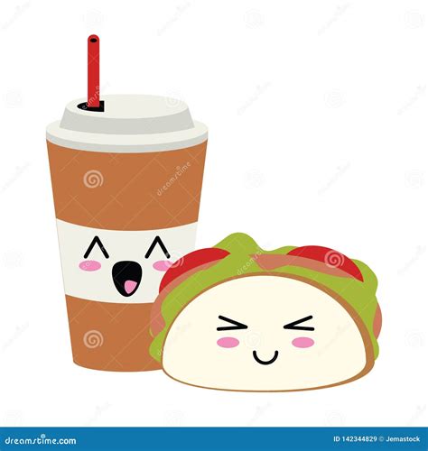 Fast Food Kawaii Cartoon Stock Vector Illustration Of Healthy 142344829