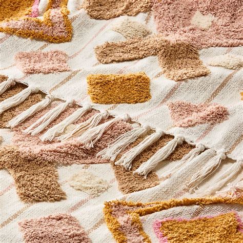 Caribbean Pink And Mustard Tufted Throw Adairs