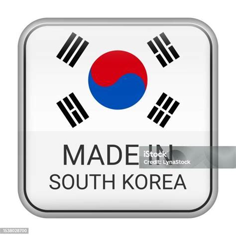 한국 배지 벡터로 제작되었습니다 별과 국기가있는 스티커 흰색 배경에 고립 된 표지판 개념 기호에 대한 스톡 벡터 아트 및 기타 이미지 개념 기호 고급 국기 Istock