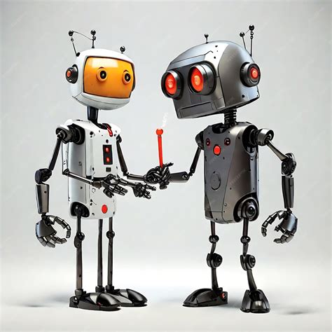 Robot Stick Figures Playing Games Premium Ai Generated Image