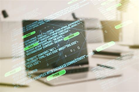 Premium Photo Multi Exposure Of Abstract Graphic Coding Sketch On