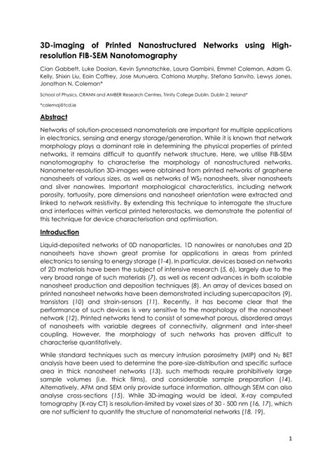 Pdf 3d Imaging Of Printed Nanostructured Networks Using High