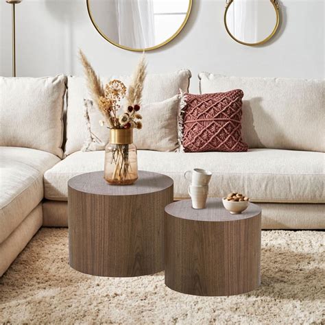 Williamspace Furniture Set Of 2 Round Nesting Coffee Tables Side End