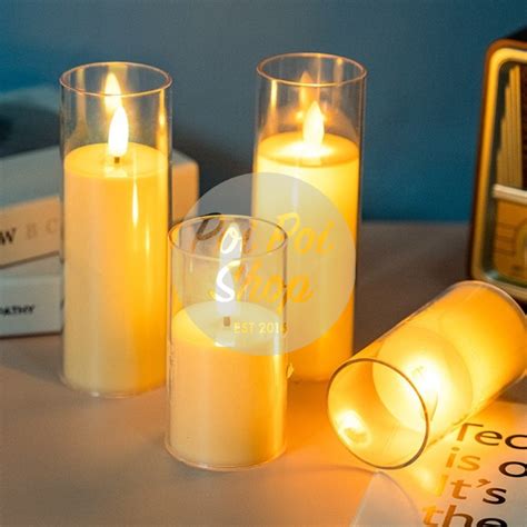 Jual Lilin LED Premium Akrilik Aesthetic Candle Smokeless Natal Lampu Tidur Hiasan Kamar BESAR