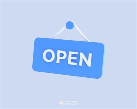 premium psd open sign isolated 3d render illustration