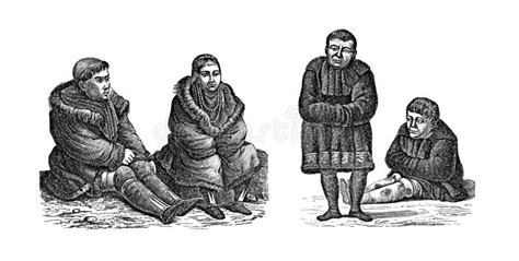 Nemelan People Antique Ethnographic Illustrations Stock Illustration