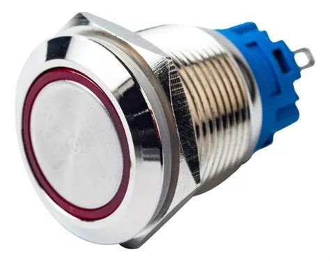 Boton Metalico Switch Momentaneo Iluminado 22mm Conector 12v