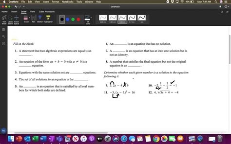 SOLVED Determine Whether Each Given Number Is A Solution To The Equation Following It X