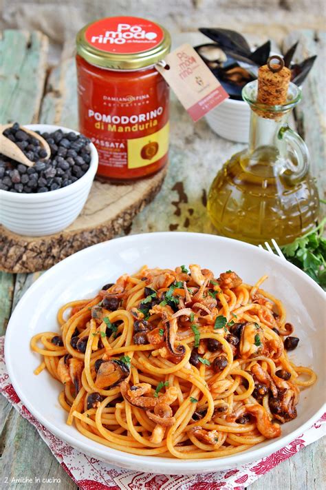 Spaghetti Con Polipetti Cozze Ceci Neri E Pomodorino Di Manduria