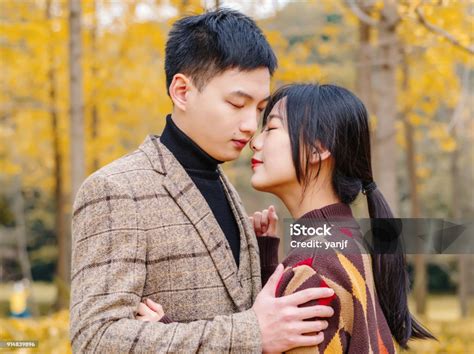 중국 젊은 남자와 여 자가 함께 대 한 감정 표현 숲 배경 연인 개념 커플에 대한 스톡 사진 및 기타 이미지 커플 한국