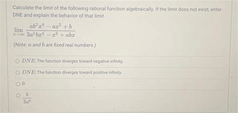 Solved Calculate The Limit Of The Following Rational