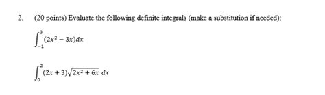 solved 2 20 points evaluate the following definite