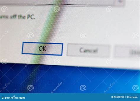 Okay And Cancel Buttons On Screen Stock Photo Image Of Desktop Display