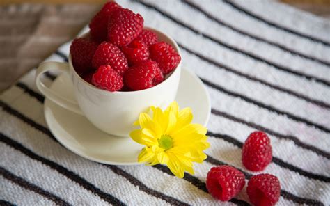 Papeis de parede x Frutas Framboesas Chávena Alimentos baixar imagens