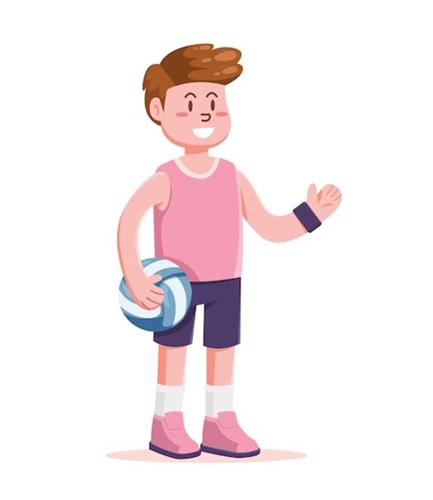 배구 선수 만화 캐릭터 벡터 일러스트 레이션 프리미엄 벡터