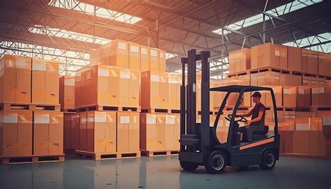 Premium Ai Image Generative Ai Workers Unloading Packaging Boxes On
