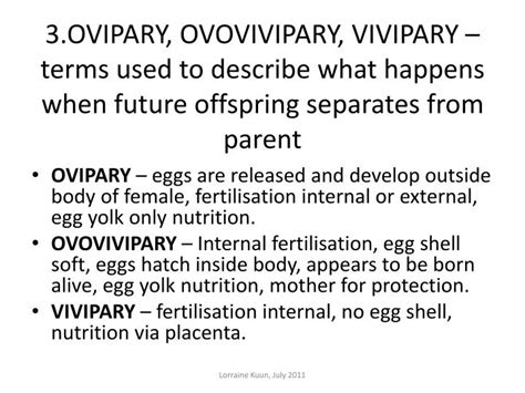 Ppt 3 Ovipary Ovovivipary Vivipary Terms Used To Describe What