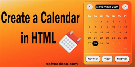 Create A Calendar In HTML And CSS Soft Codeon