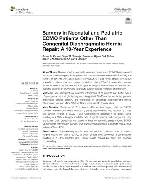 Pdf Surgery In Neonatal And Pediatric Ecmo Patients Other Than