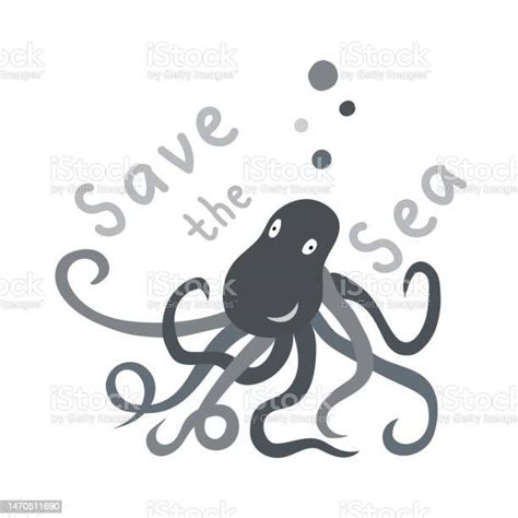 거품과 텍스트가있는 문어는 바다를 흰색으로 저장합니다 갑각류에 대한 스톡 벡터 아트 및 기타 이미지 갑각류 갑오징어류 귀여운 Istock